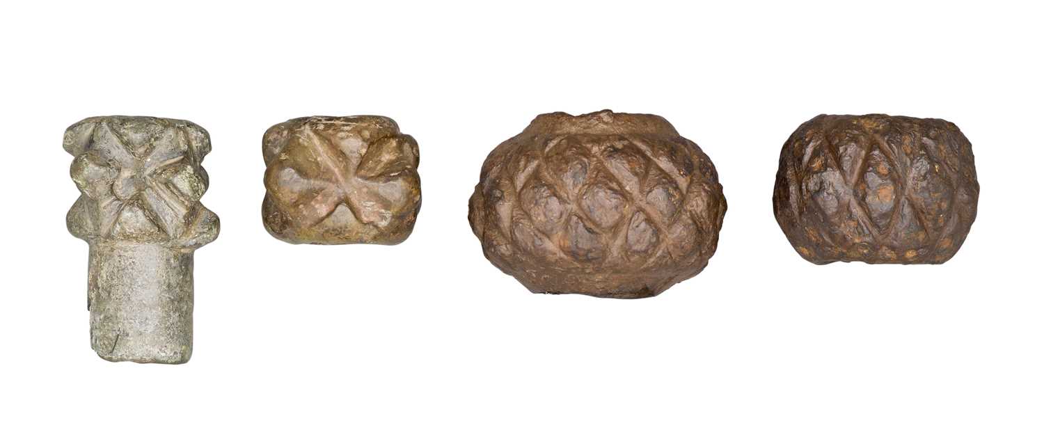 Lot 147 - TWO BRONZE MACE HEADS