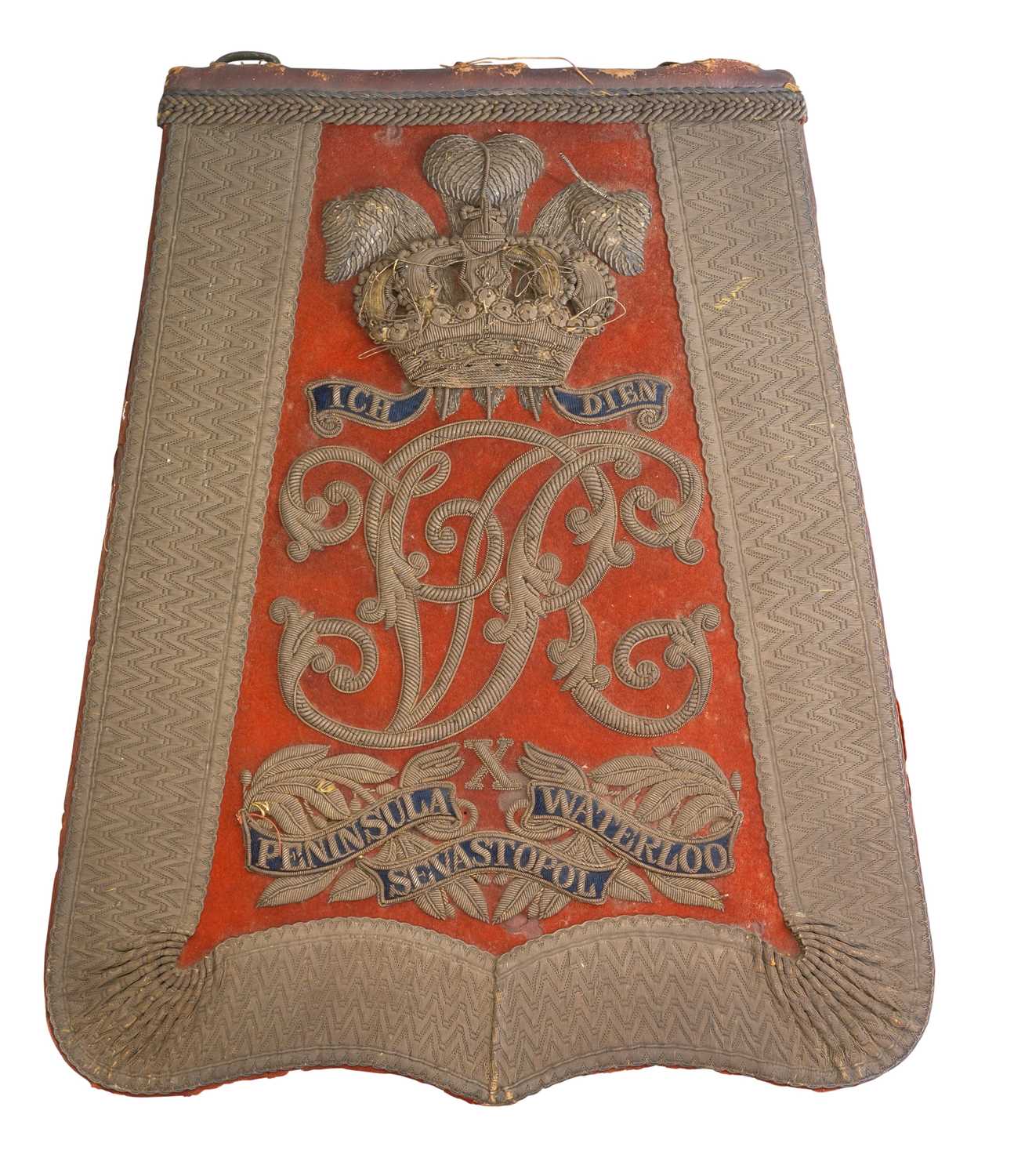 Lot 187 - A VICTORIAN OFFICER'S SABRETACHE OF THE 10TH