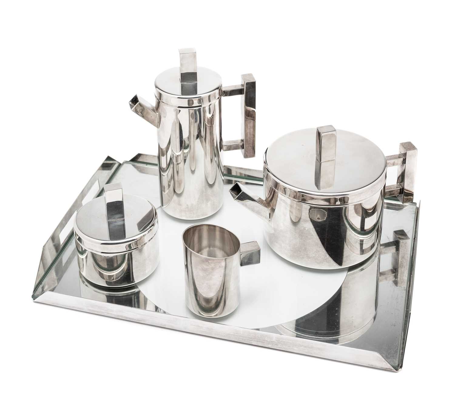 Lot 140 - AN ELECTROPLATE TEA AND COFFEE SET ON TRAY,