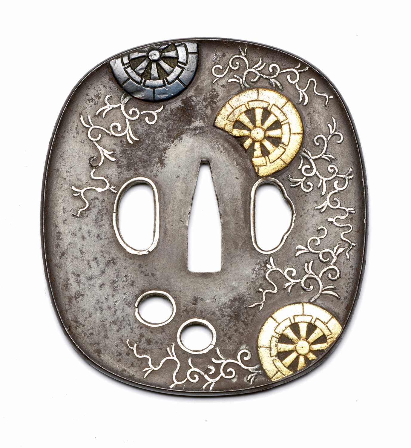 Lot 16 - **A LARGE JAPANESE SWORD GUARD (TSUBA)