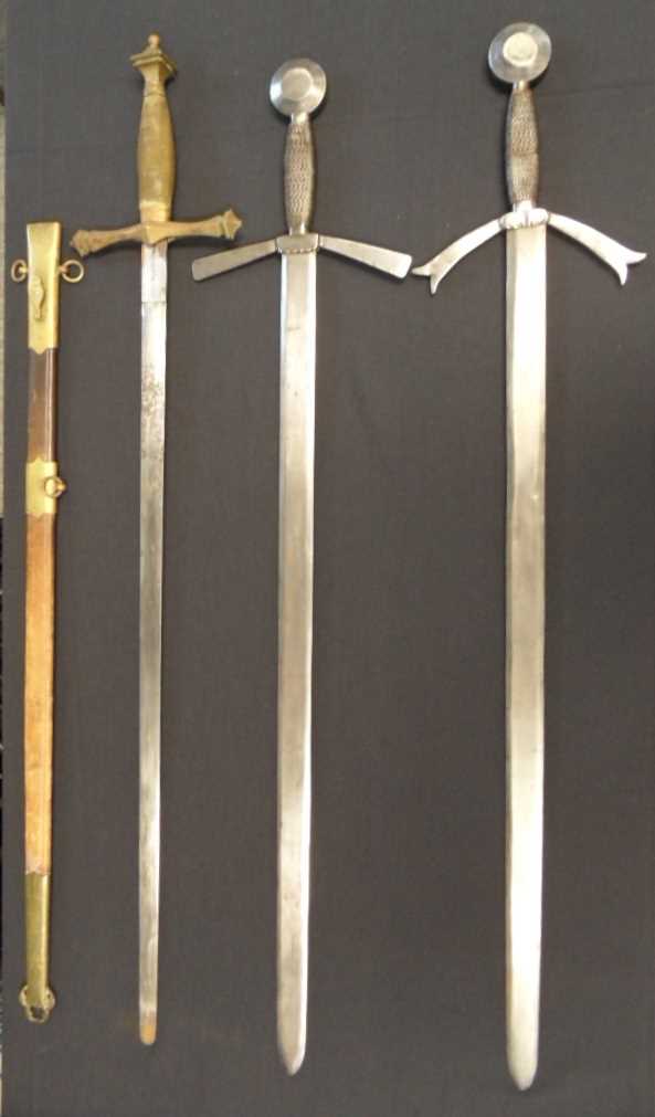 Lot 90 - THREE KNIGHTLY SWORDS IN 15TH CENTURY STYLE