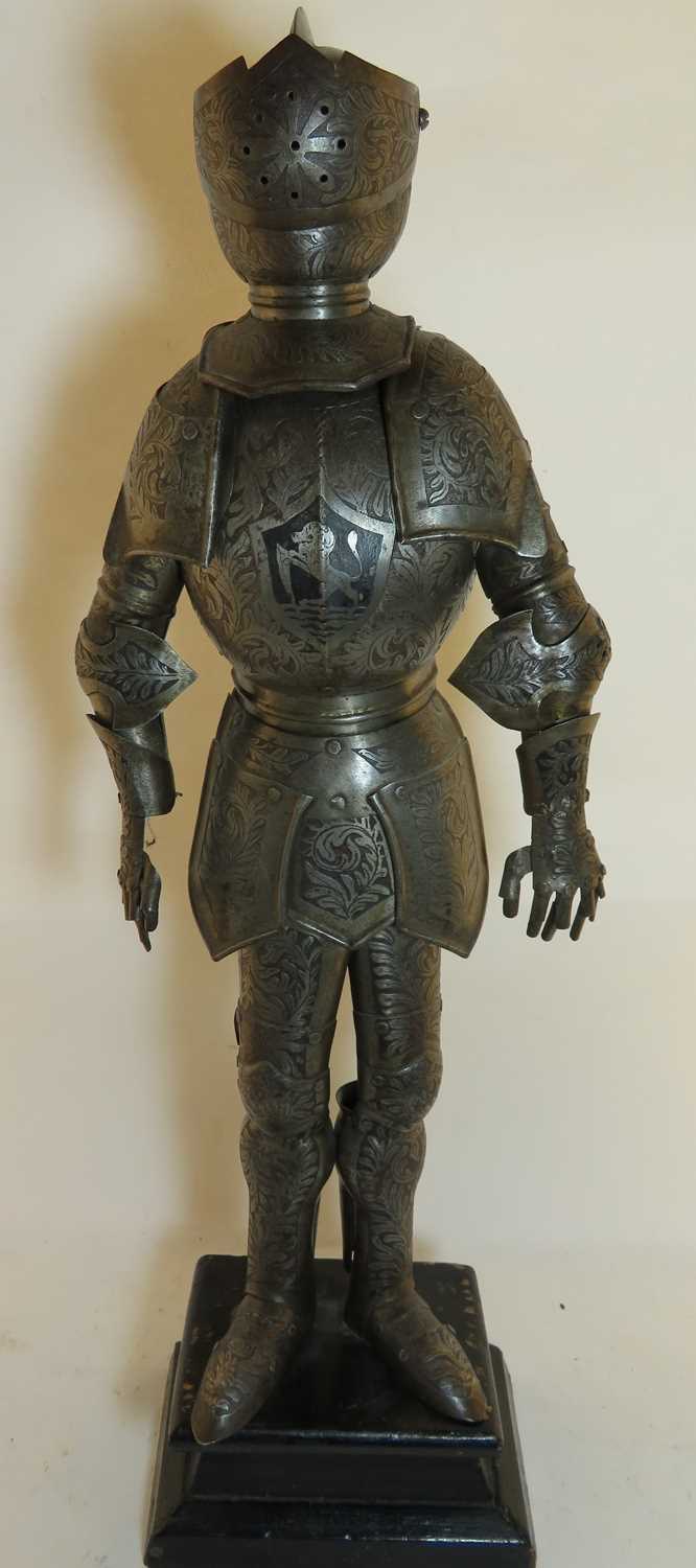 Lot 189 - A MINIATURE CAP-A-PIE ARMOUR WITH ETCHED