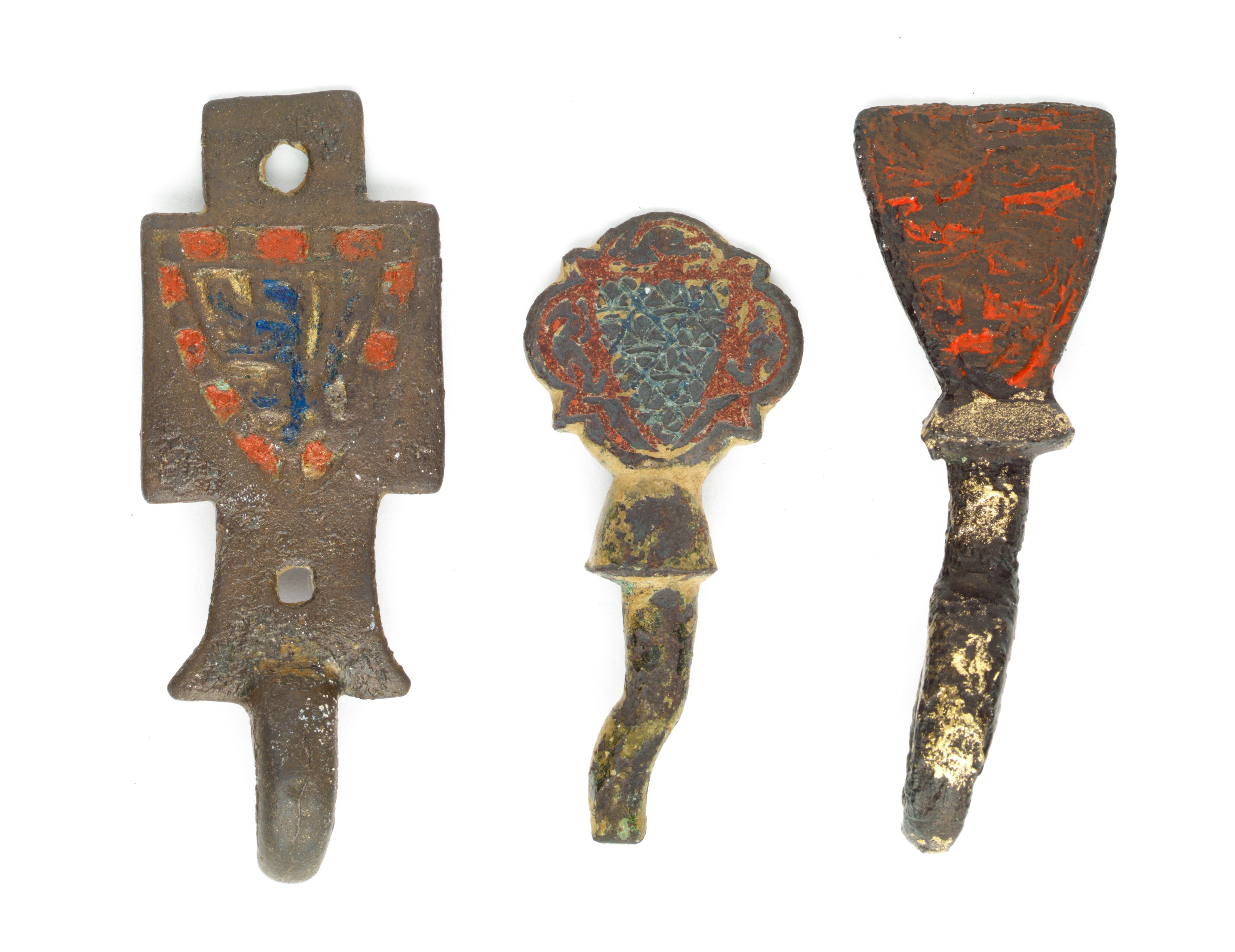 Lot 227 - TWO MEDIEVAL COPPER-ALLOY AND ENAMEL