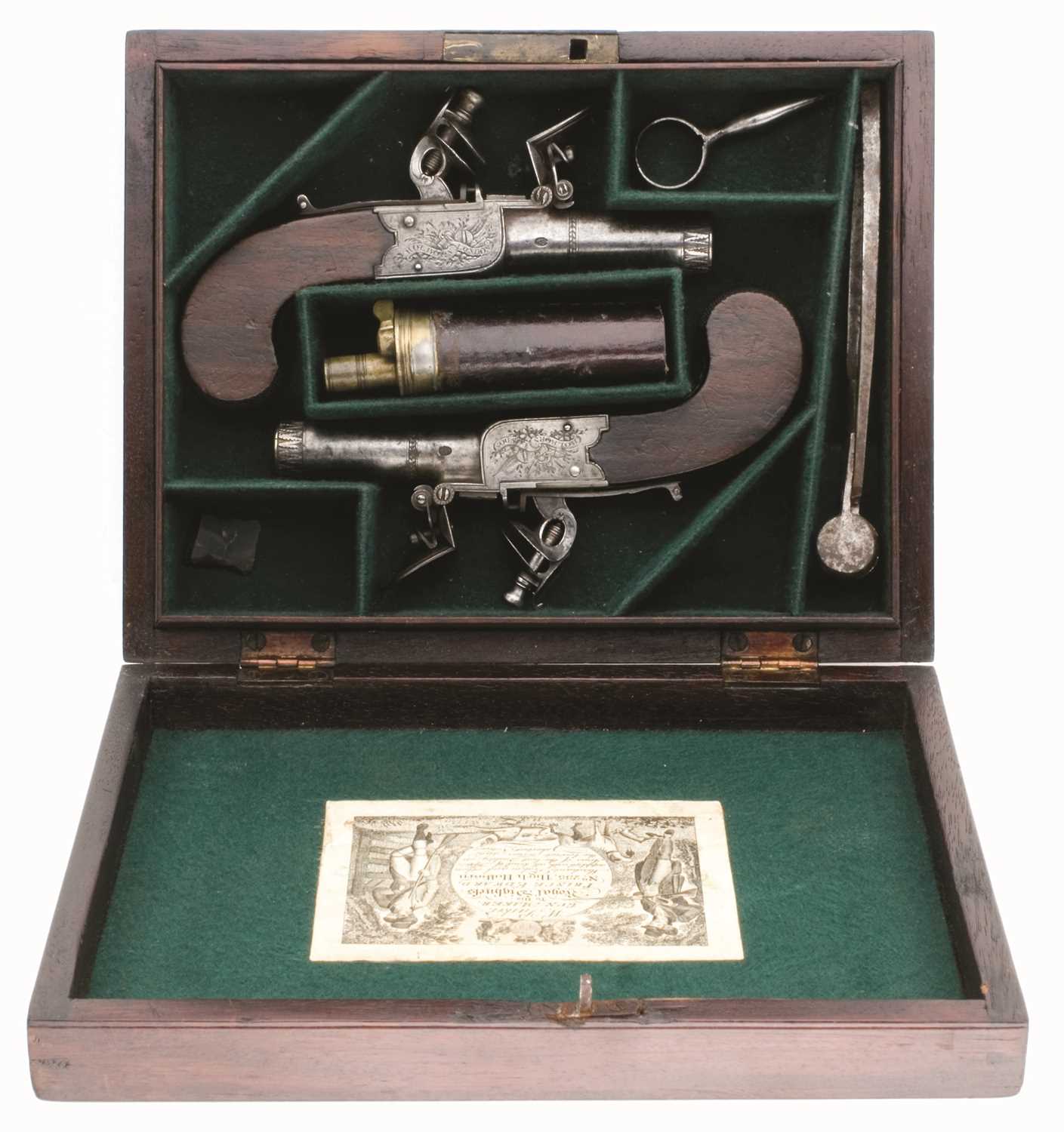 Lot 86 - A PAIR OF FLINTLOCK POCKET PISTOLS BY W.