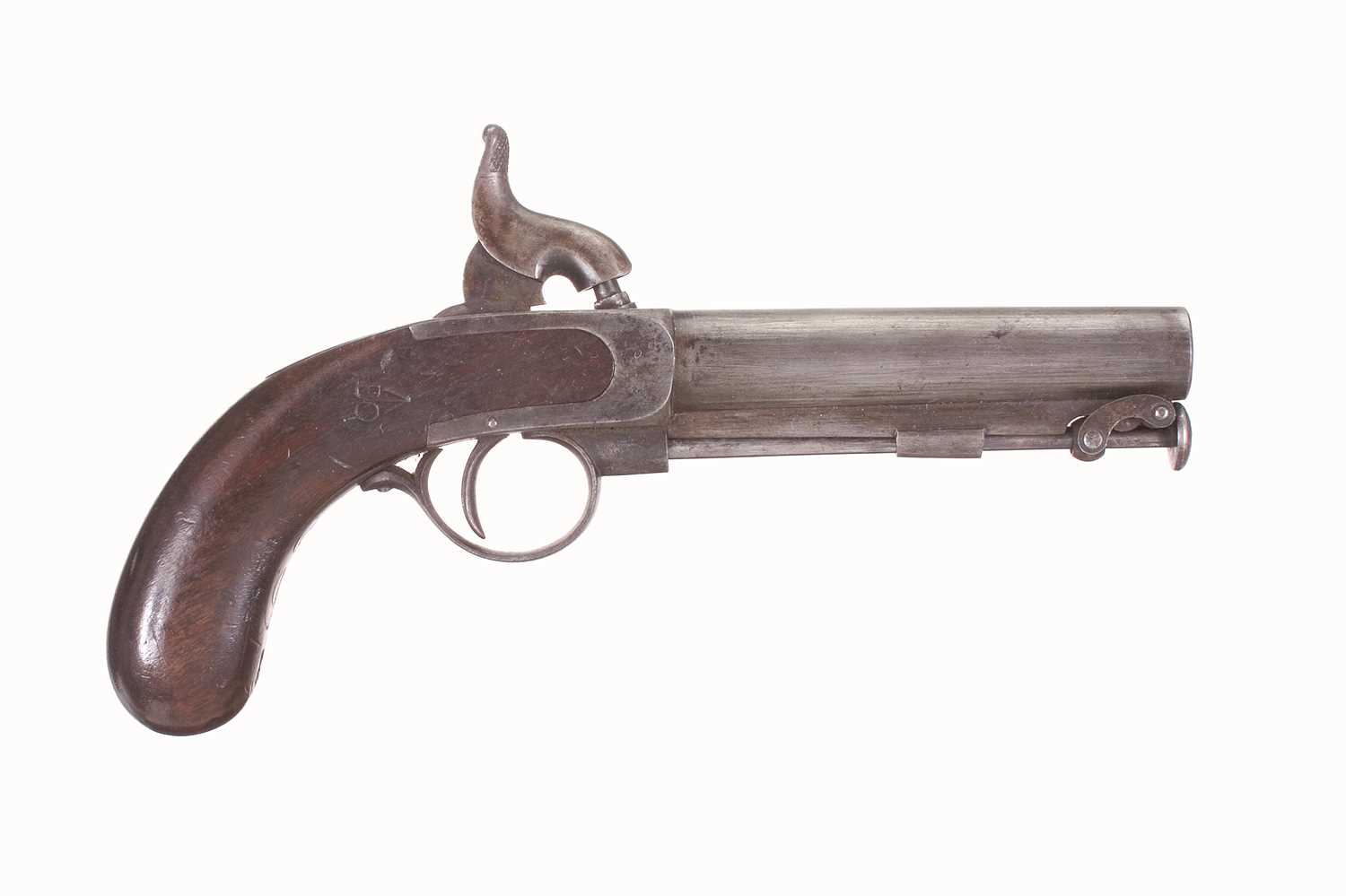 Lot 100 - A RARE VICTORIAN PERCUSSION PISTOL FOR THE