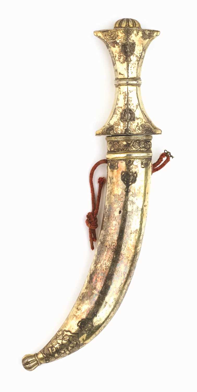 Lot 106 - A RARE TURKISH SILVER-GILT MOUNTED DAGGER