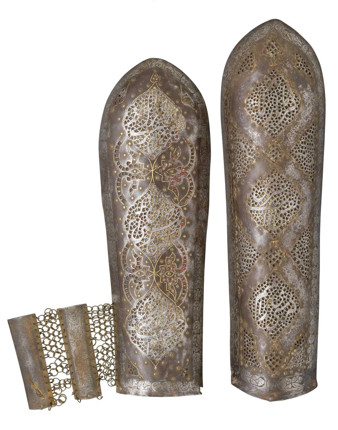 Lot 92 - TWO INDO-PERSIAN ARM DEFENCES (BAZU BAND)