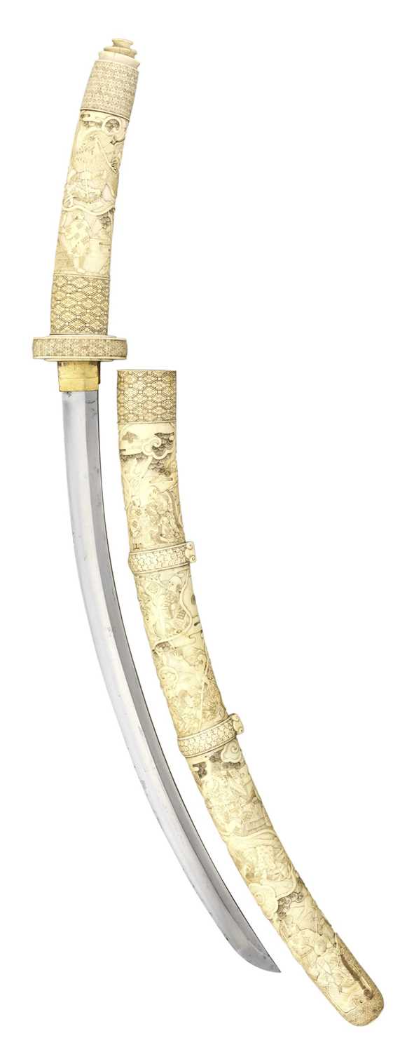 Lot 56 - ËœA JAPANESE IVORY-MOUNTED SWORD