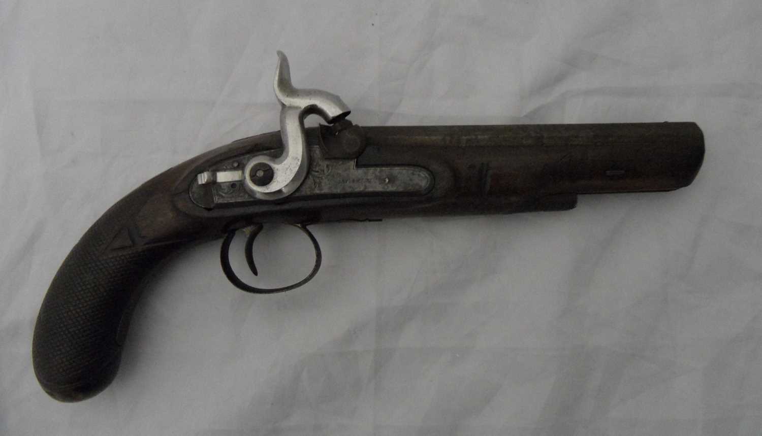 Lot 333 - A 32 BORE PERCUSSION TRAVELLING PISTOL BY