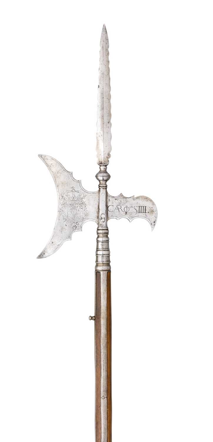 Lot 498 - A SPANISH HALBERD FOR THE ROYAL GUARD OF