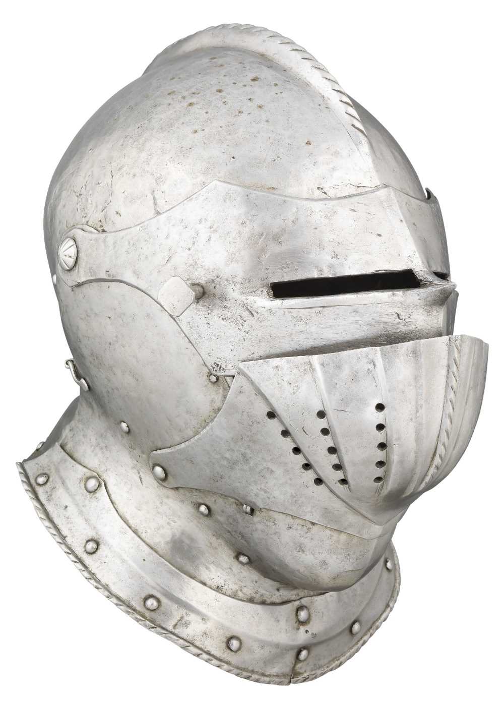 Lot 528 - A COMPOSITE SOUTH GERMAN CLOSE HELMET