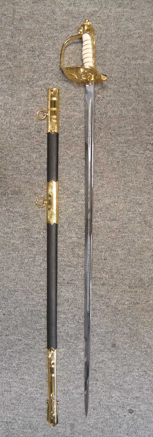 Lot 615 - AN ELIZABETH II NAVAL OFFICER'S SWORD