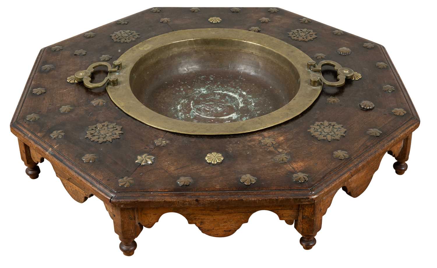 Lot 76 - â–¡ A WALNUT BRASERO (BRAZIER), SPAINISH,