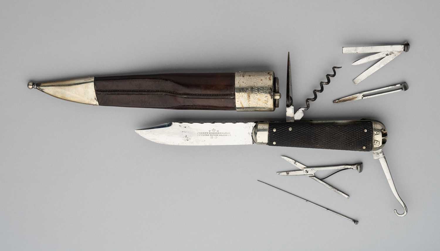 Lot 623 - A FIXED-BLADE CAMPAIGN KNIFE, JOSEPH RODGERS