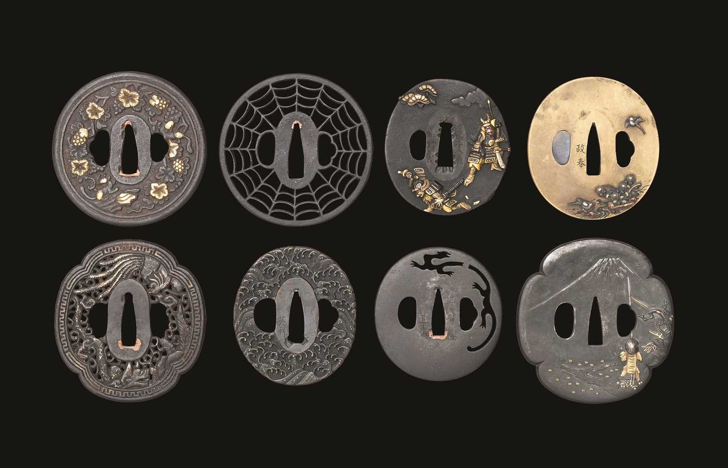 Lot 16 - EIGHT JAPANESE SWORD GUARDS (TSUBA)