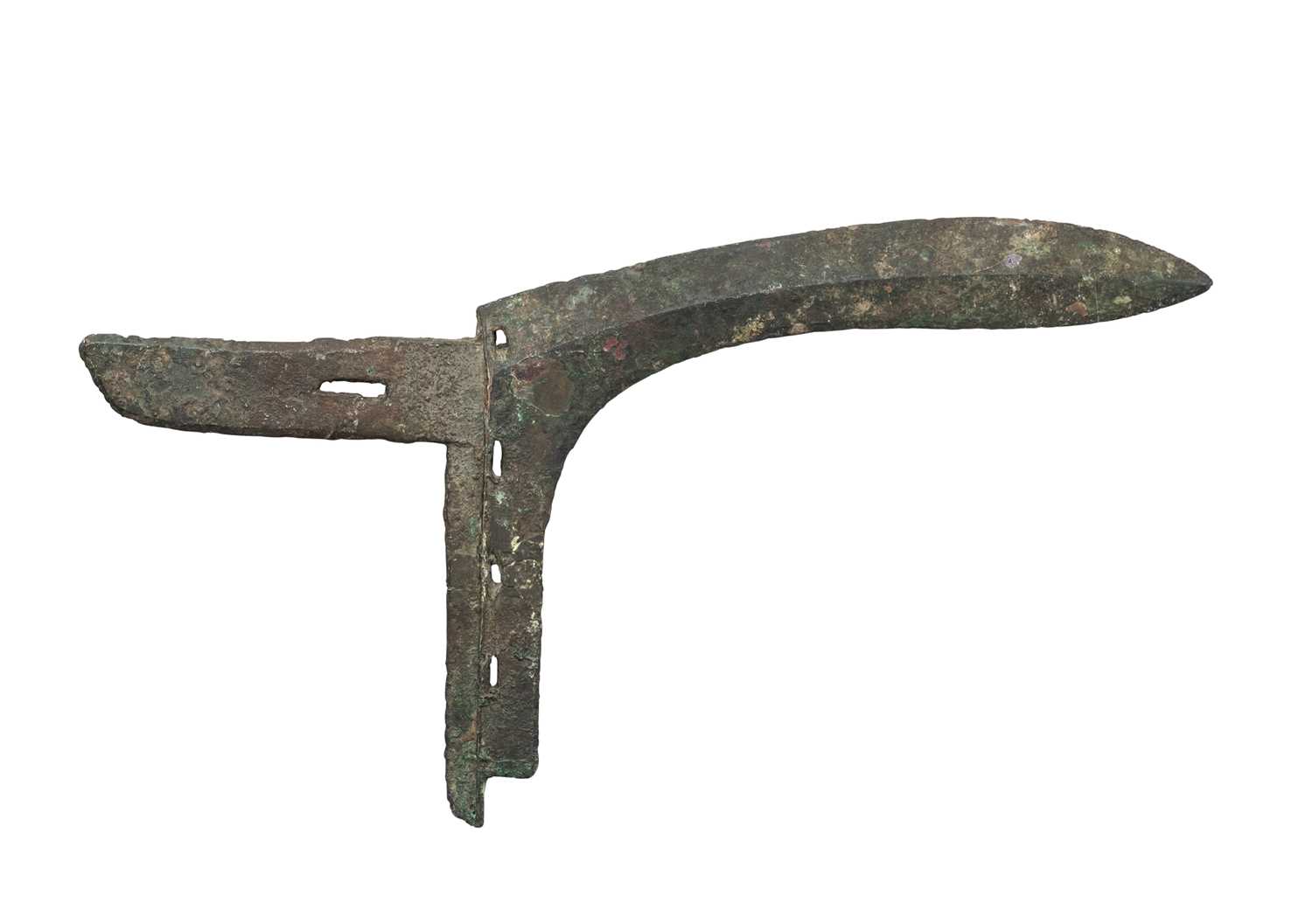 Lot 49 - â’¶ THREE CHINESE BRONZE HALBERDS AND THREE