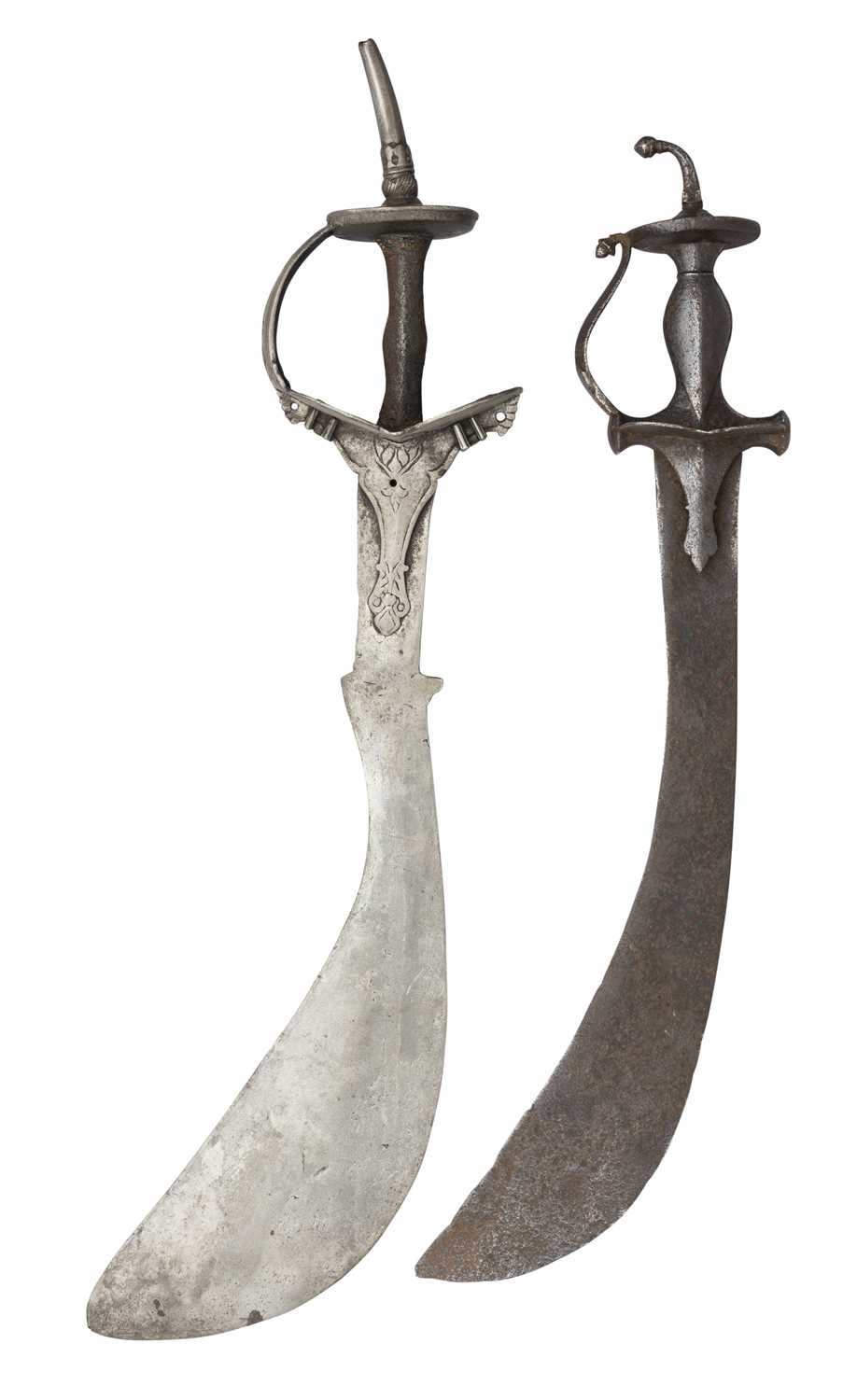 Lot 55 - â’¶ TWO INDIAN SHORTSWORDS, 19TH CENTURY