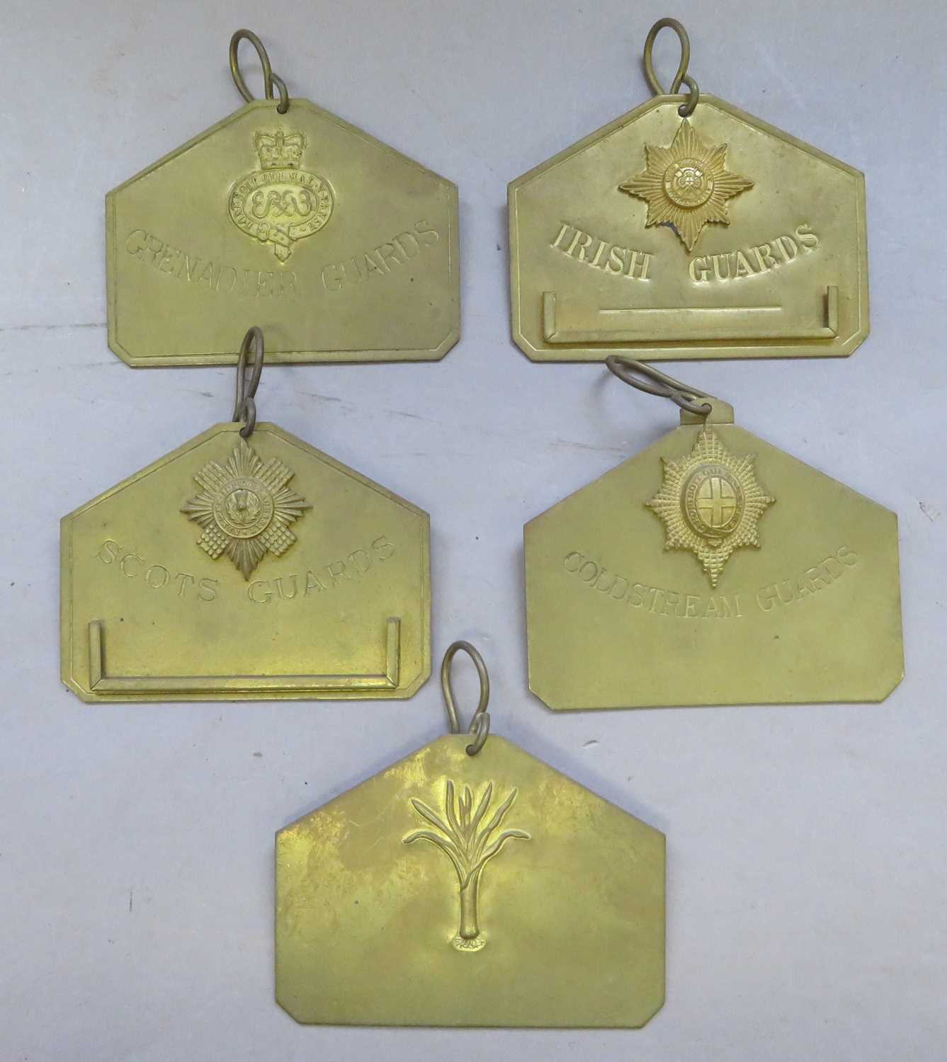 Lot 460 - â’¶ FIVE BRASS BED PLATES