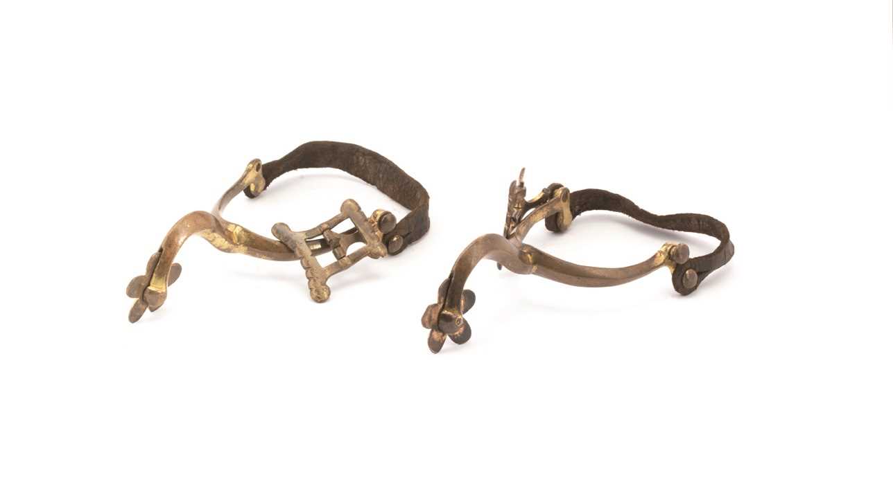 Lot 239 - A PAIR OF GILT BRASS ROWEL SPURS