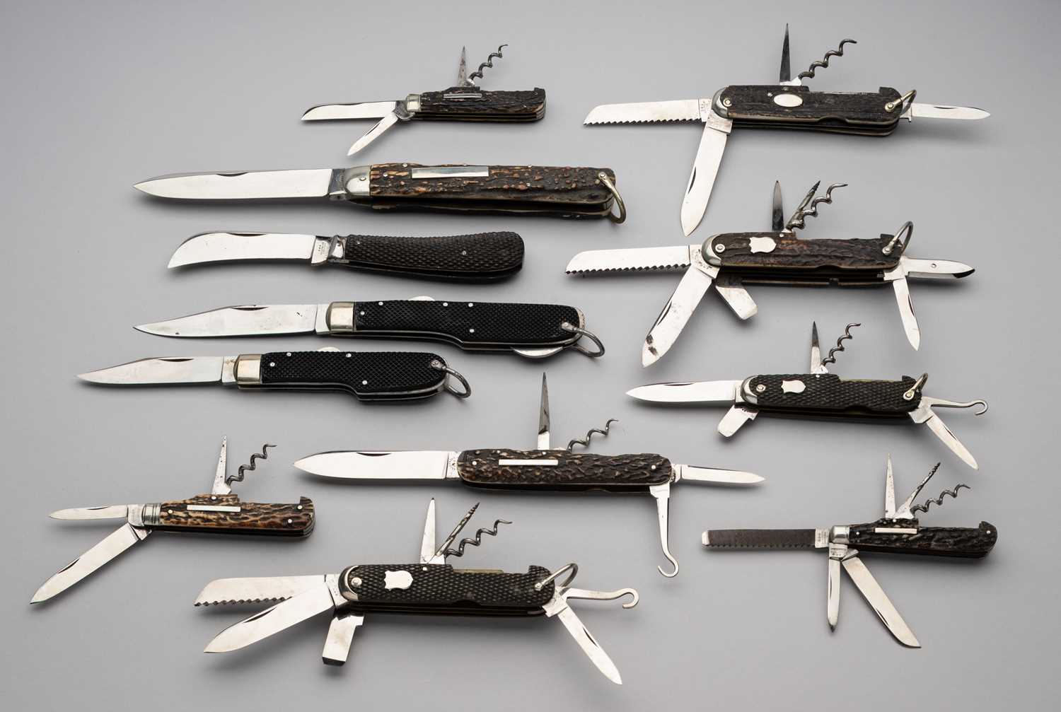 Lot 673 - A LOCK KNIFE AND SEVEN PENKNIVES, ALLEN