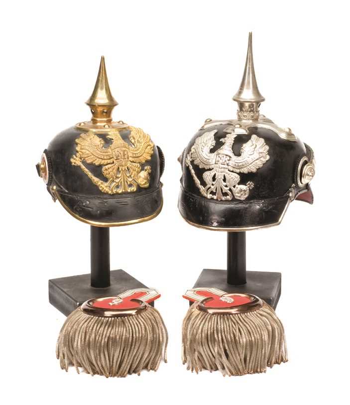 Lot 230 - TWO IMPERIAL GERMAN PICKELHAUBES AND A PAIR