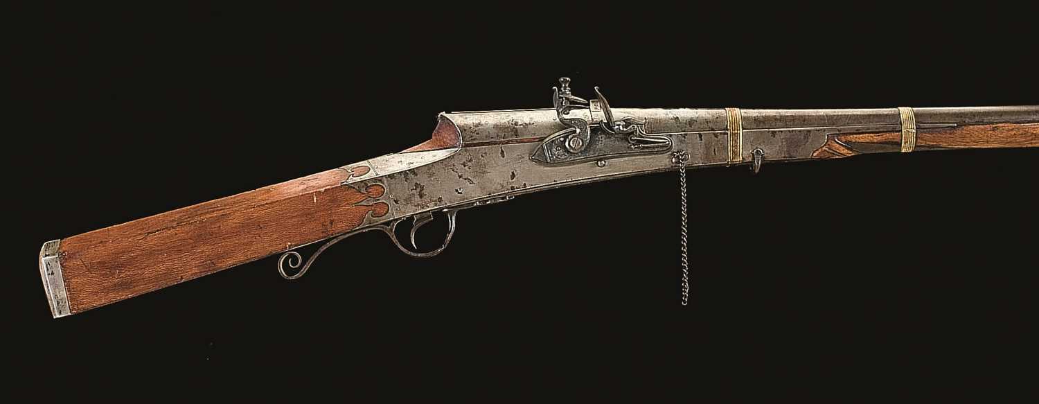 Lot 51 - **A RARE 22 BORE INDIAN FLINTLOCK GUN