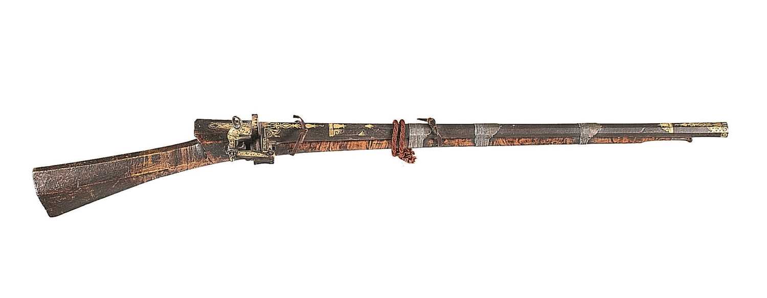 Lot 56 - A 28 BORE TURKISH MIQUELET-LOCK RIFLE