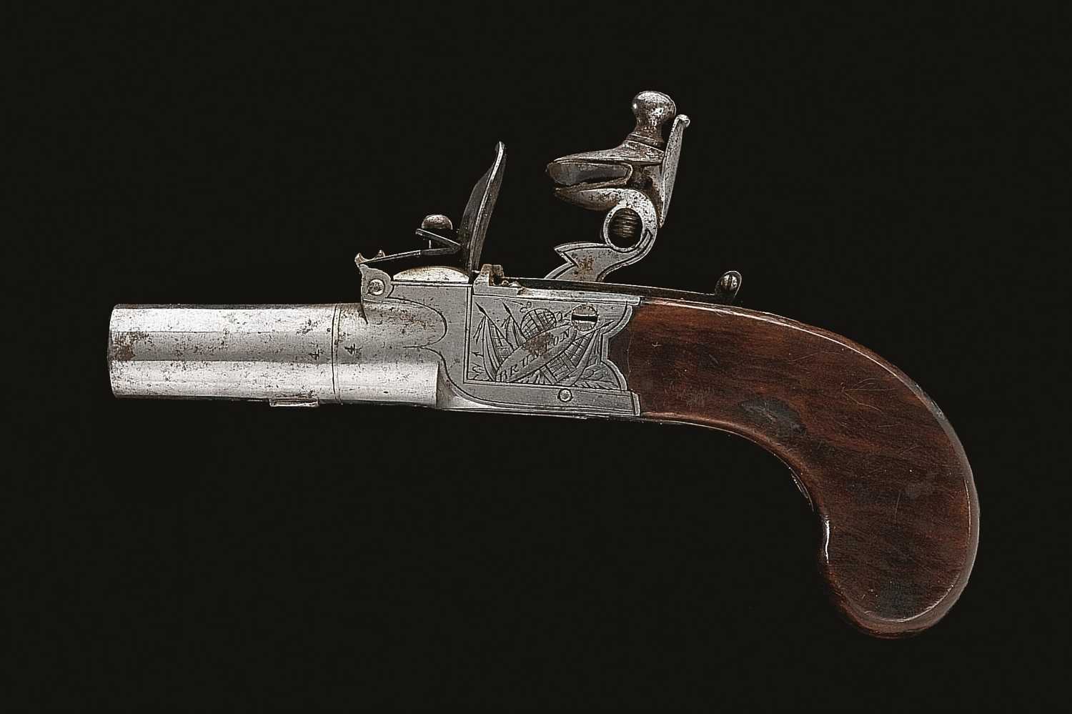 Lot 579 - **A 50 BORE FLINTLOCK POCKET PISTOL BY