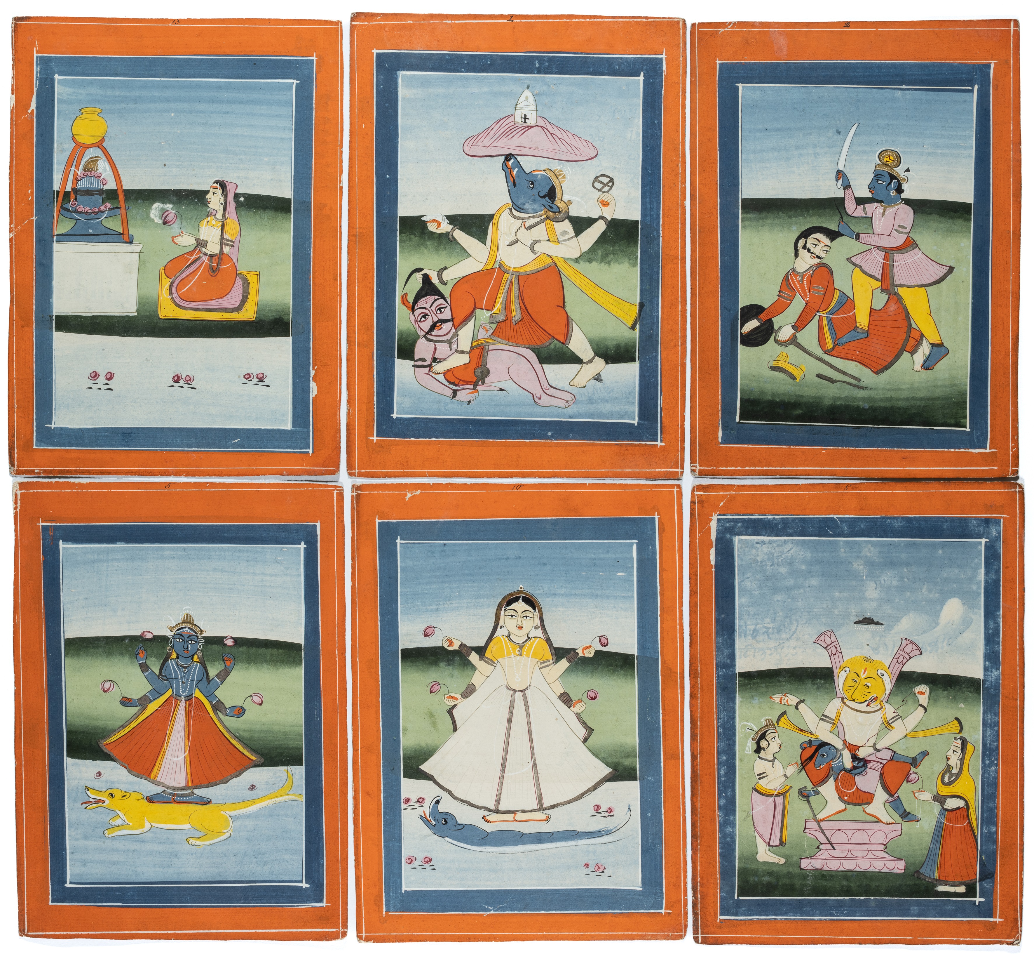 Lot 340 - TWO GROUPS OF PAINTINGS DEPICTING HINDU
