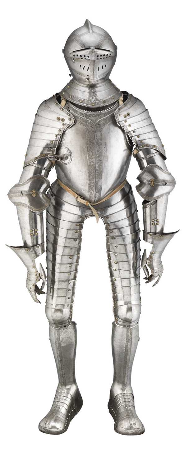 Lot 279 - A COMPOSITE GERMAN CAP-A-PIE FIELD ARMOUR