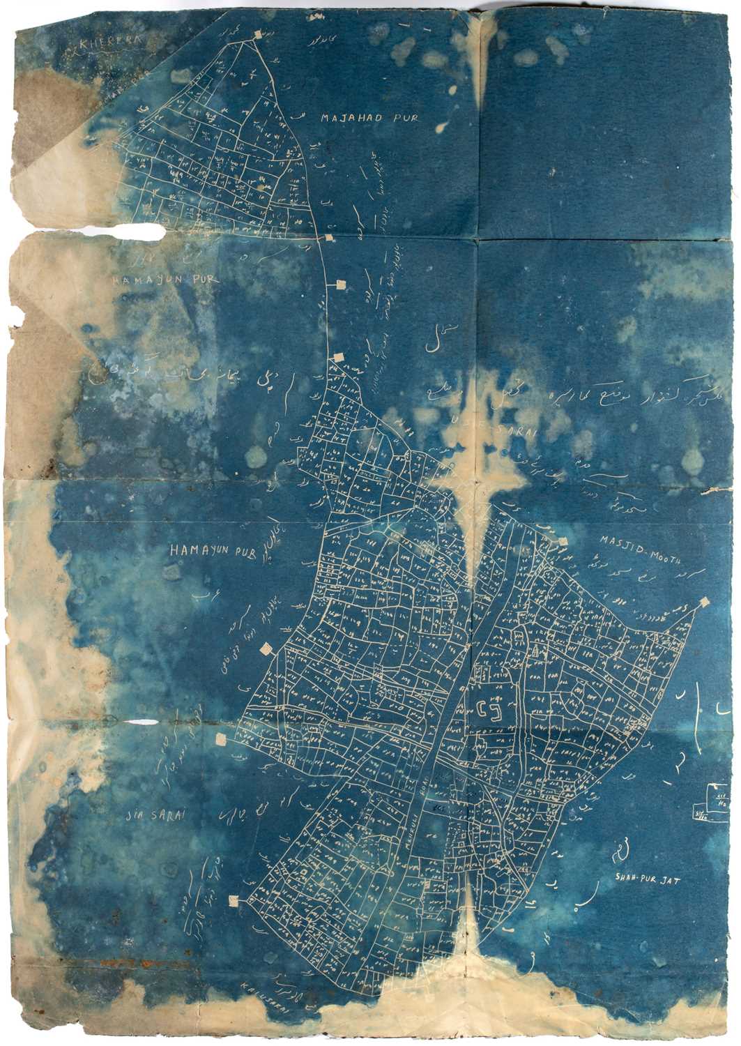 Lot 121 - A FRAGMENTARY BLUEPRINT PLAN OF PART OF