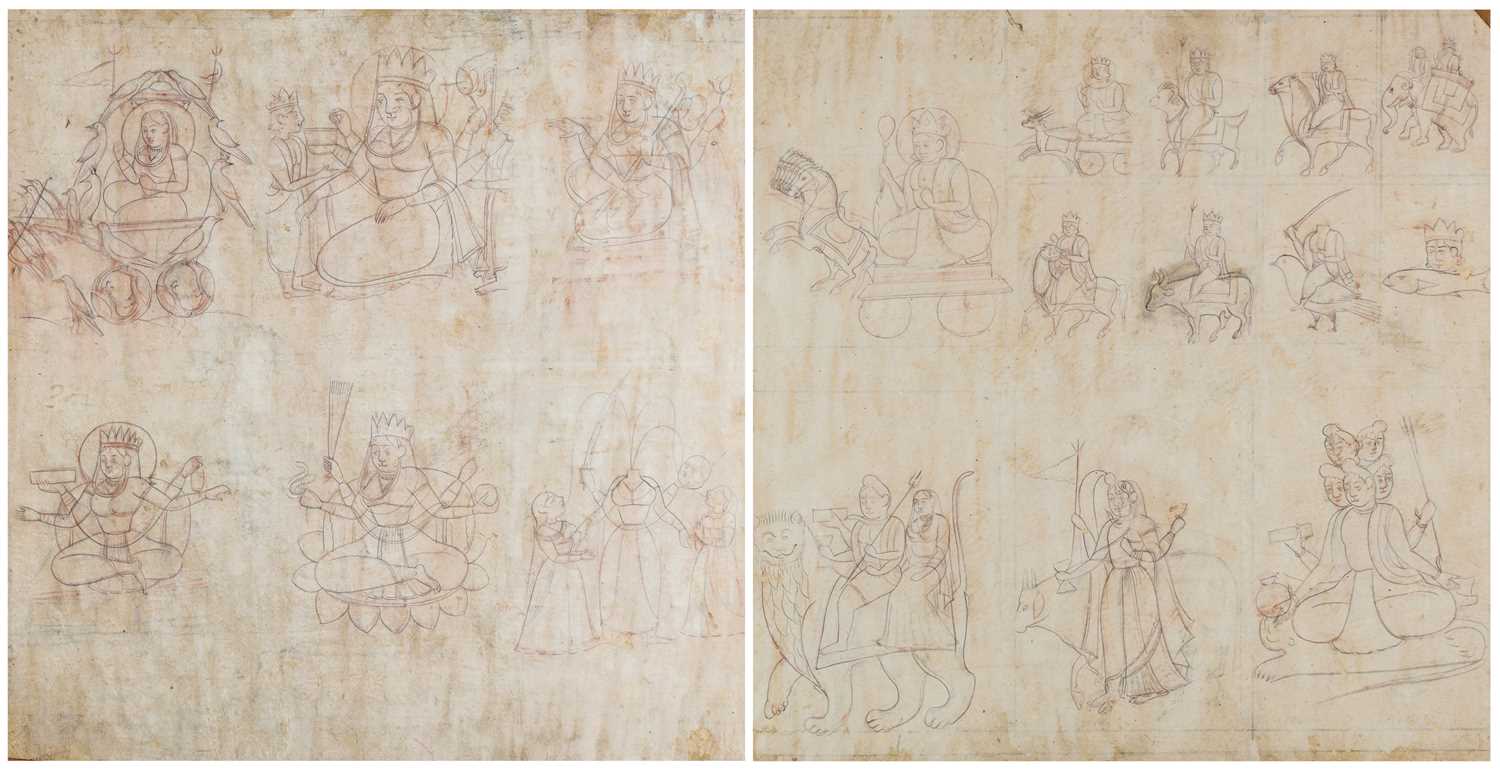 Lot 127 - TWO SHEETS OF PAHARI DRAWINGS
