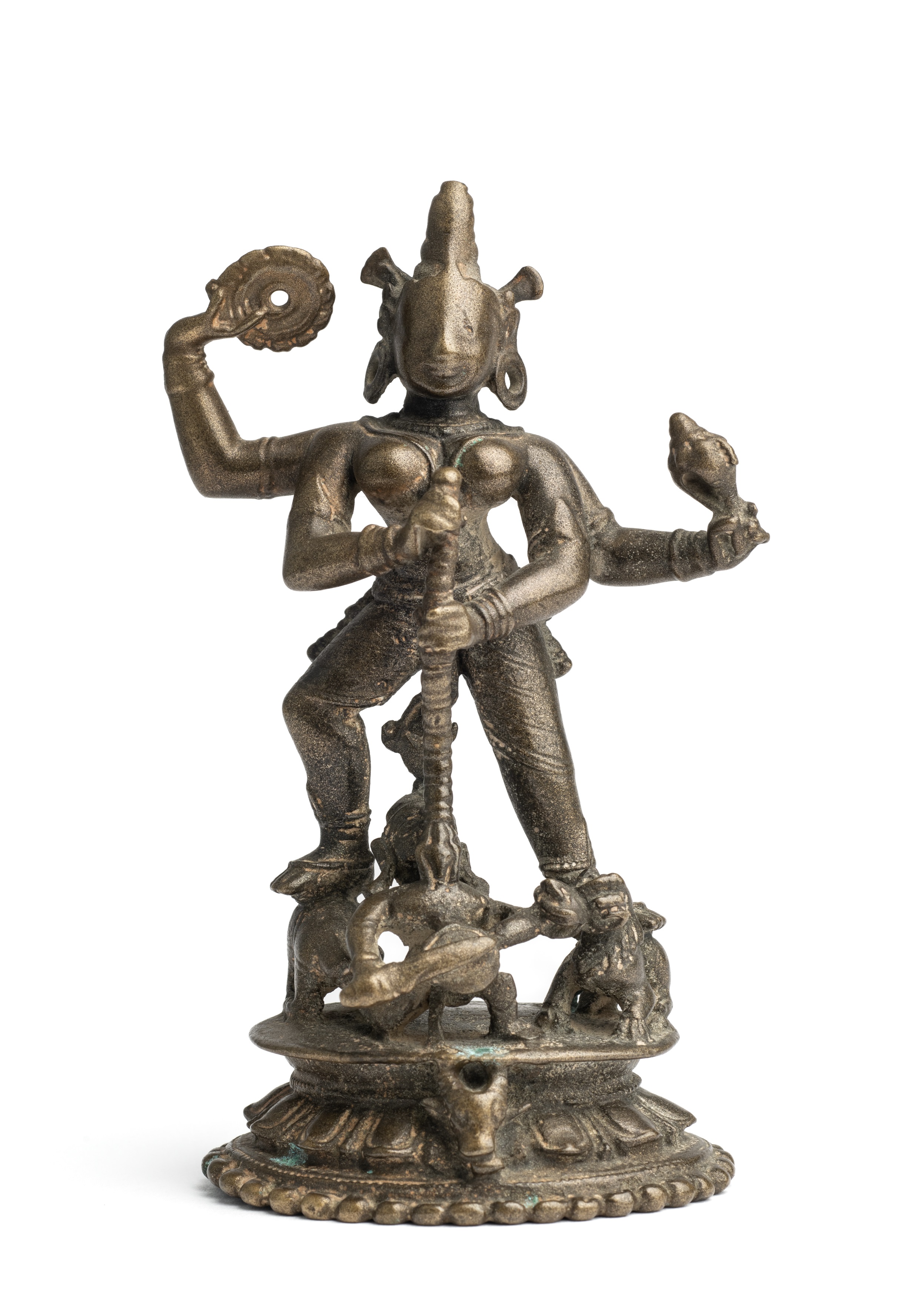 Lot 283 - A BRONZE FIGURE OF DURGA MAHISASURAMARDINI