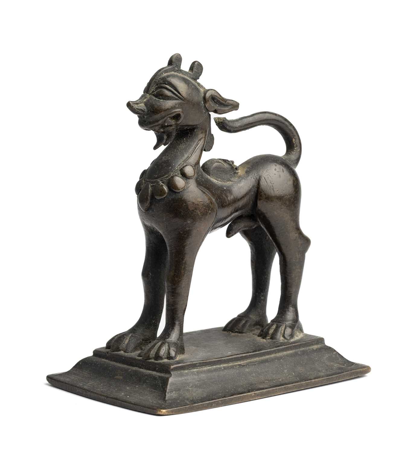 Lot 310 - A BRONZE FIGURE OF A MYTHICAL LION (VYALA)