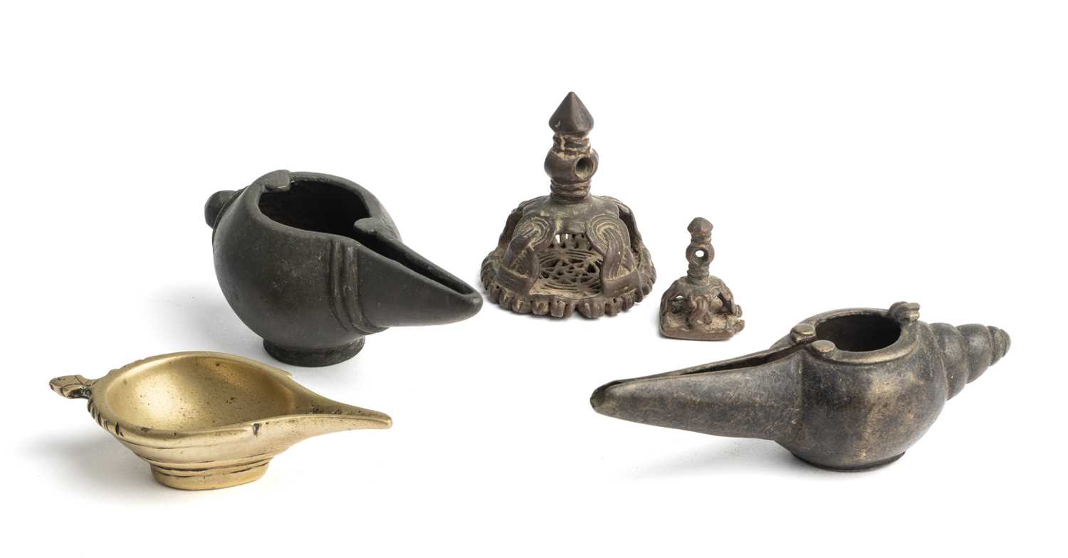 Lot 311 - FIVE SMALL BRONZE OBJECTS