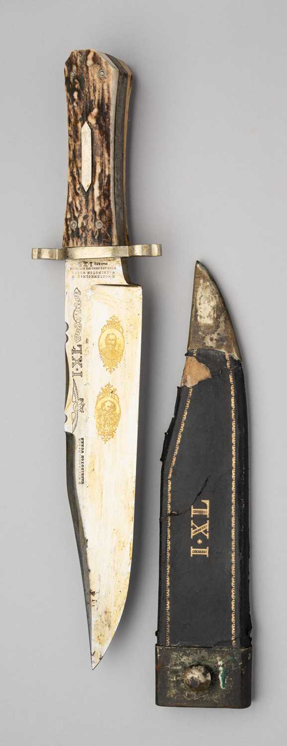 Lot 645 - A BOWIE KNIFE, GEORGE WOSTENHOLM & SON,