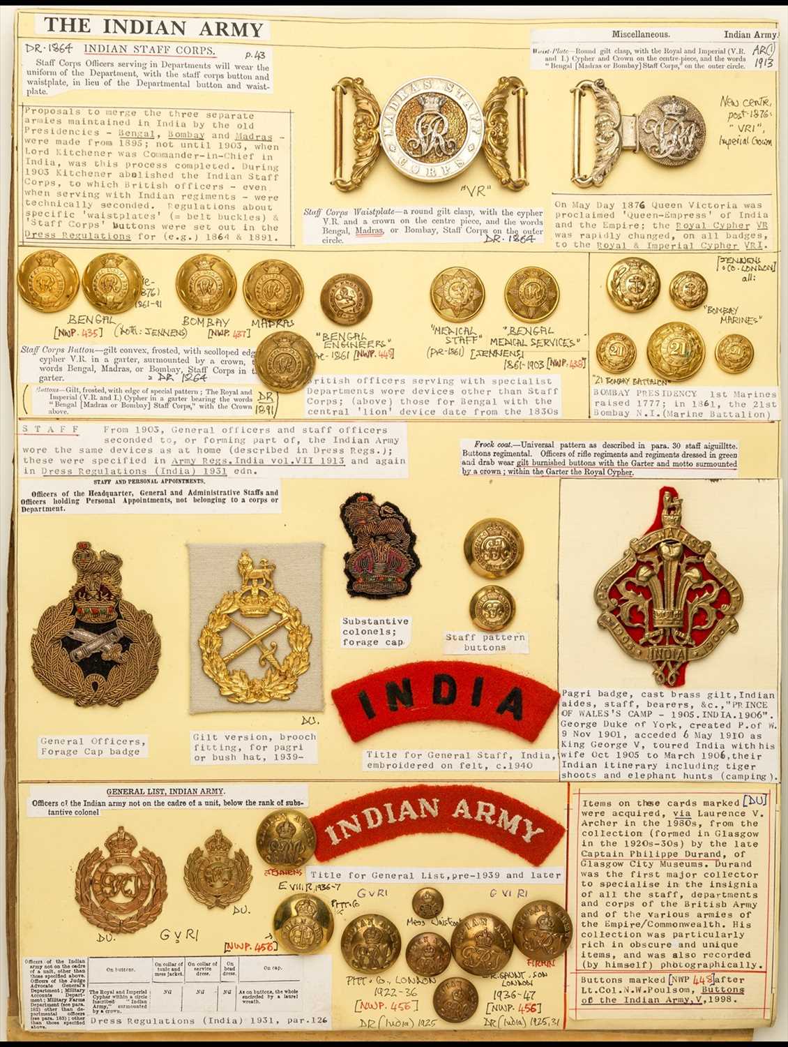 Lot 30 - Indian Staff Corps Insignia and other items