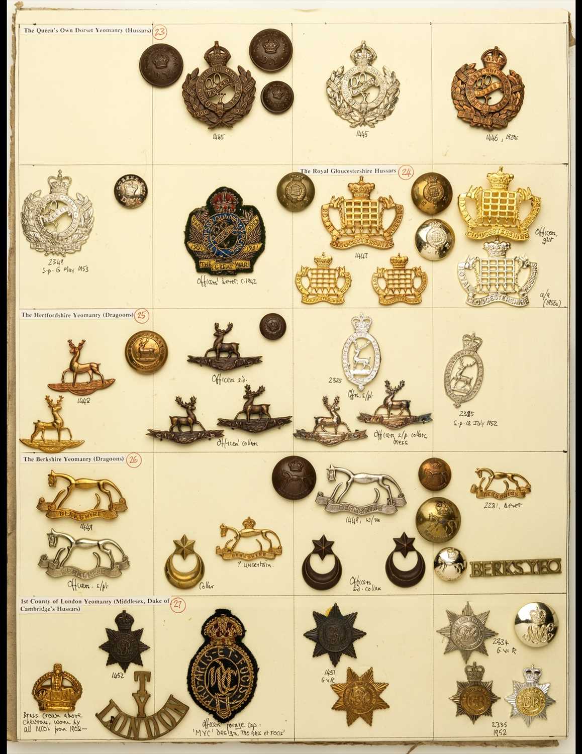 Lot 65 - Insignia of Yeomanry Regiments
