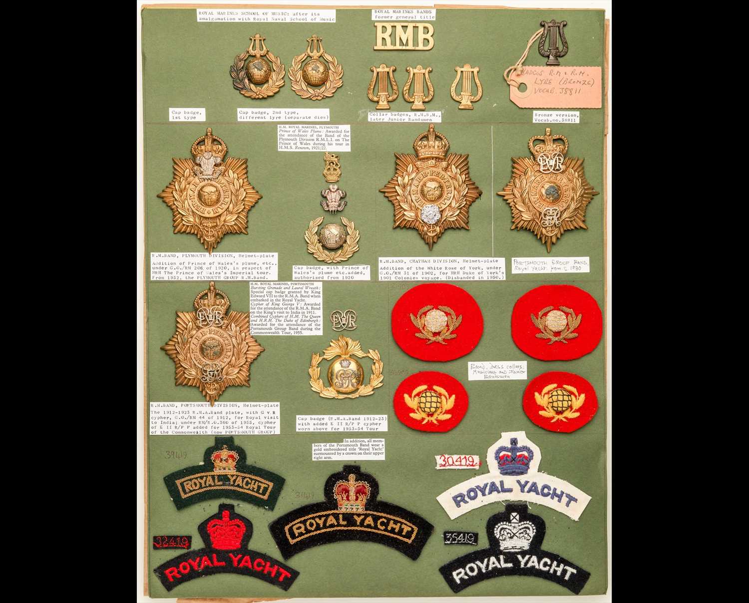 Lot 199 - Royal Marines Bands and Royal Yacht Insignia