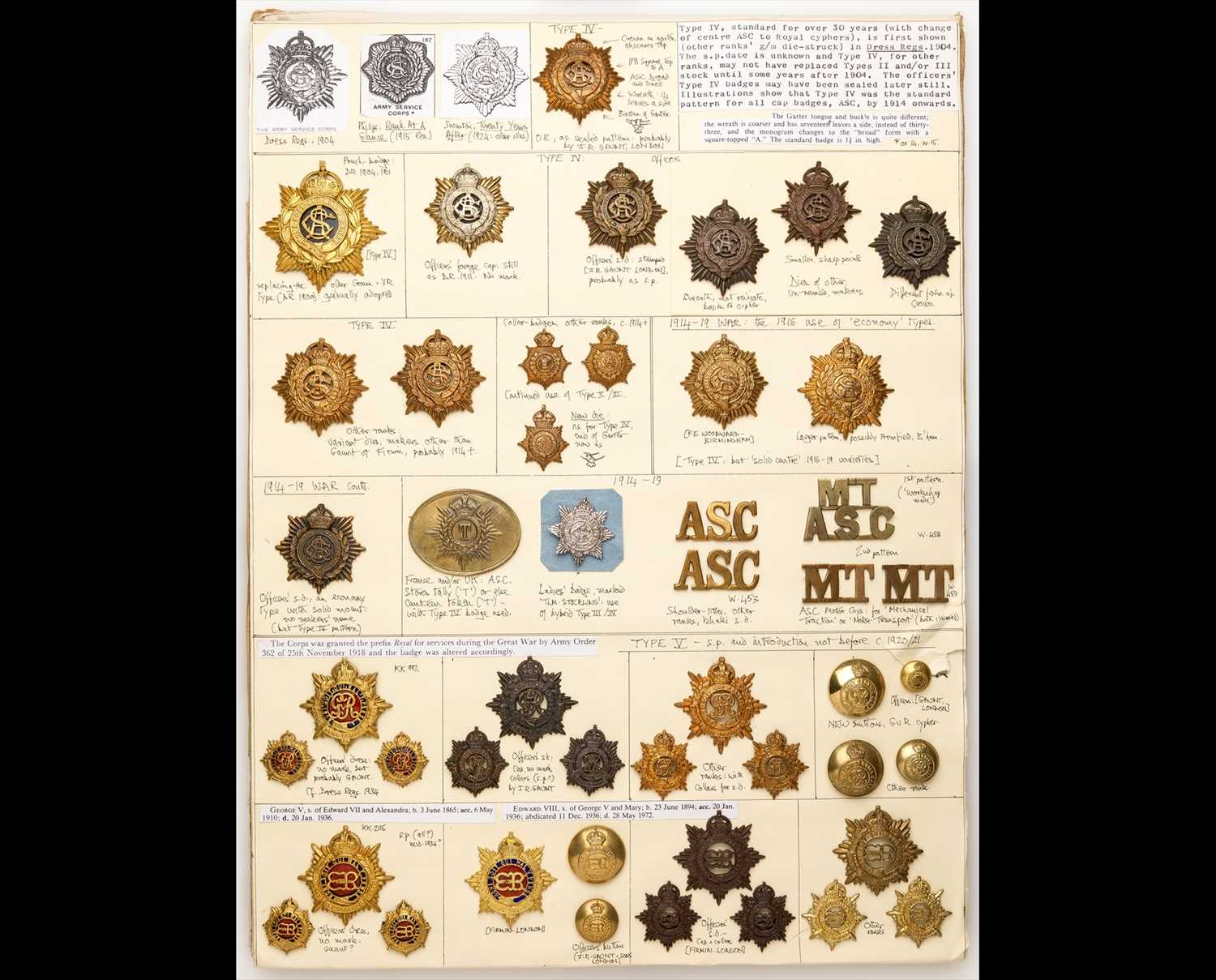 Lot 211 - Army Service Corps Insignia 1901-1936