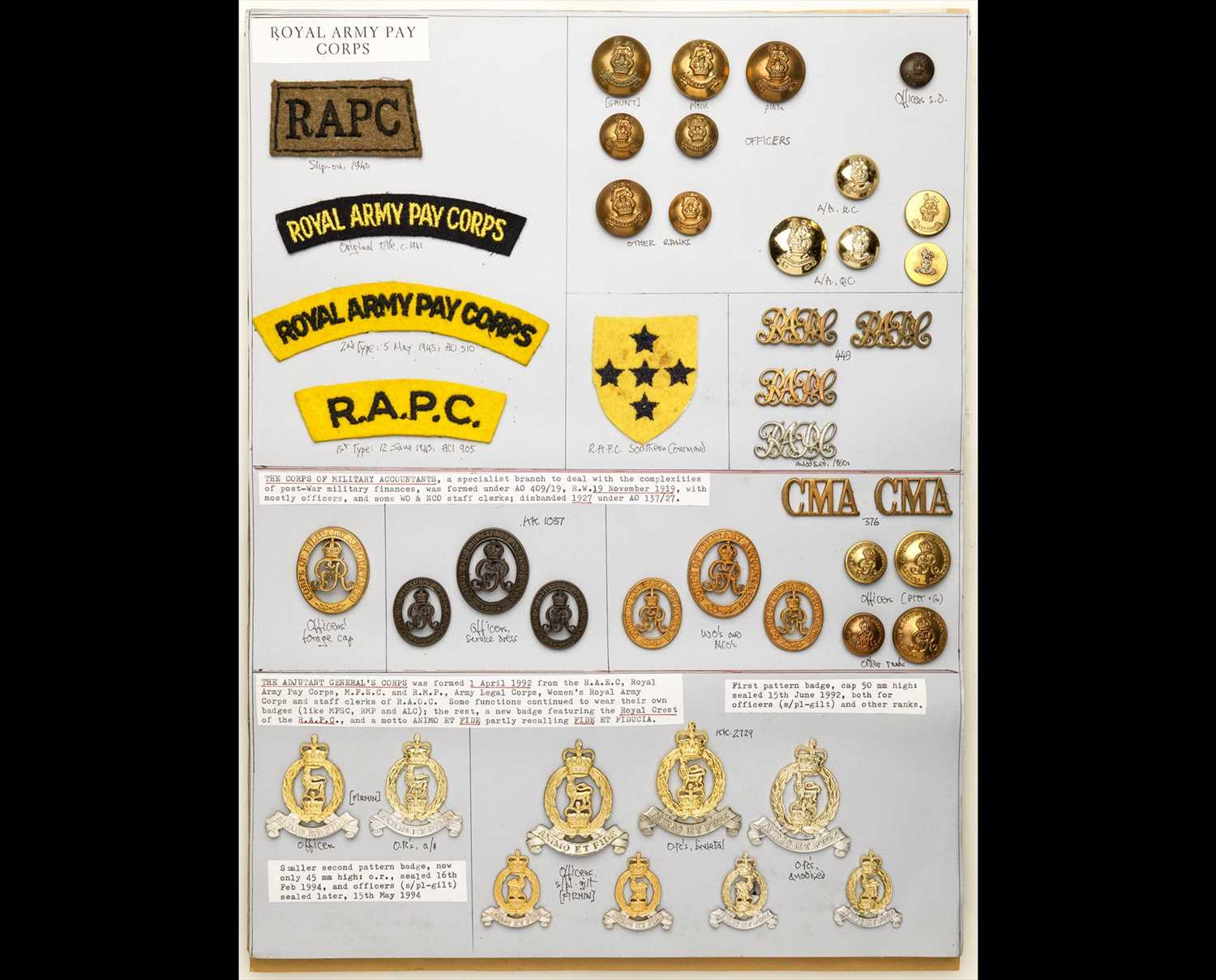 Lot 224 - RAPC, AGC and Corps of Military Accountants