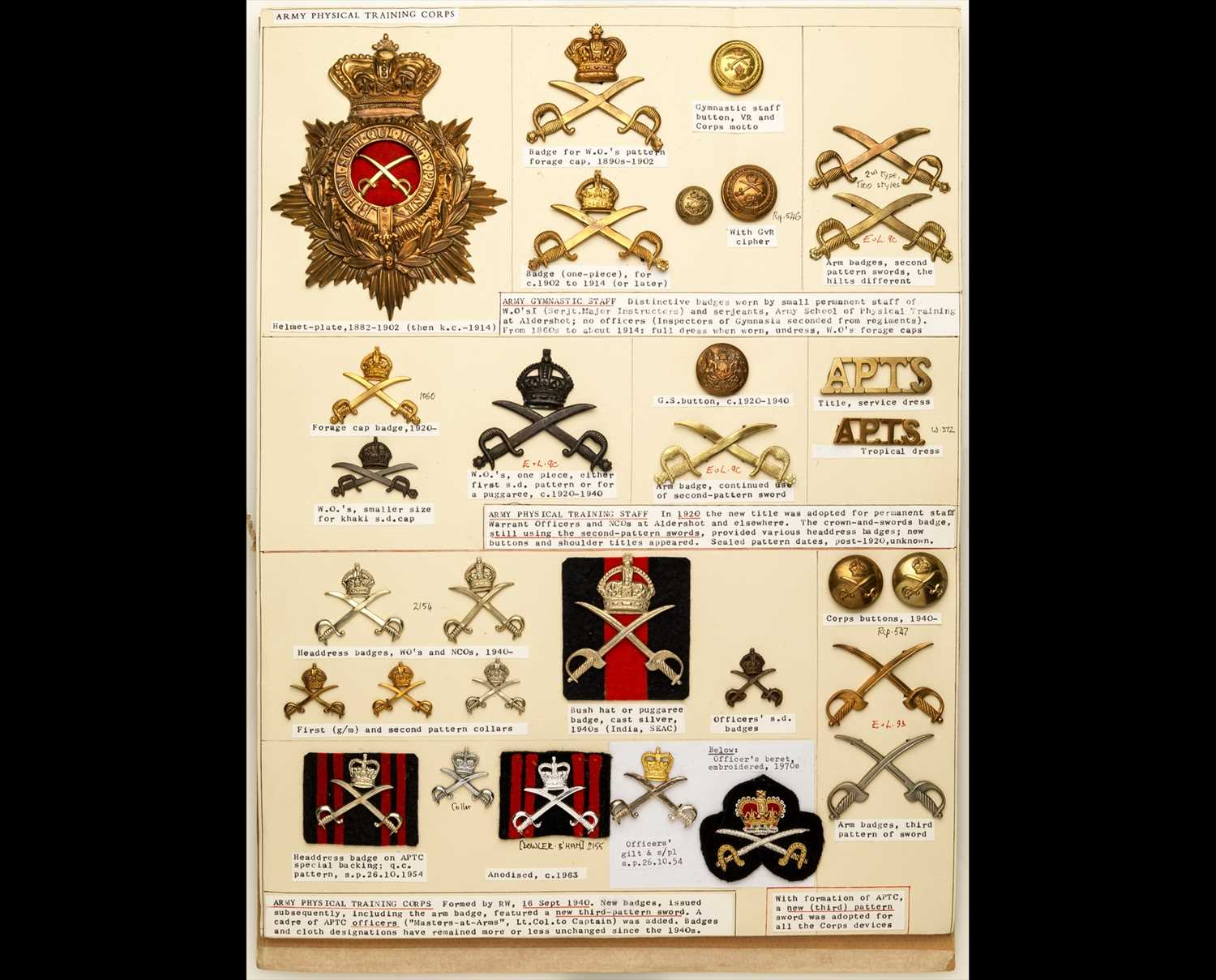 Lot 233 - Army Gymnastic Staff and PT Corps Insignia