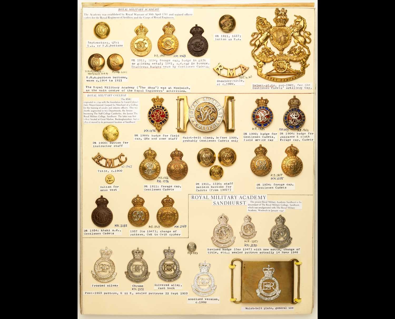 Lot 240 - Insignia of the RMC Sandhurst