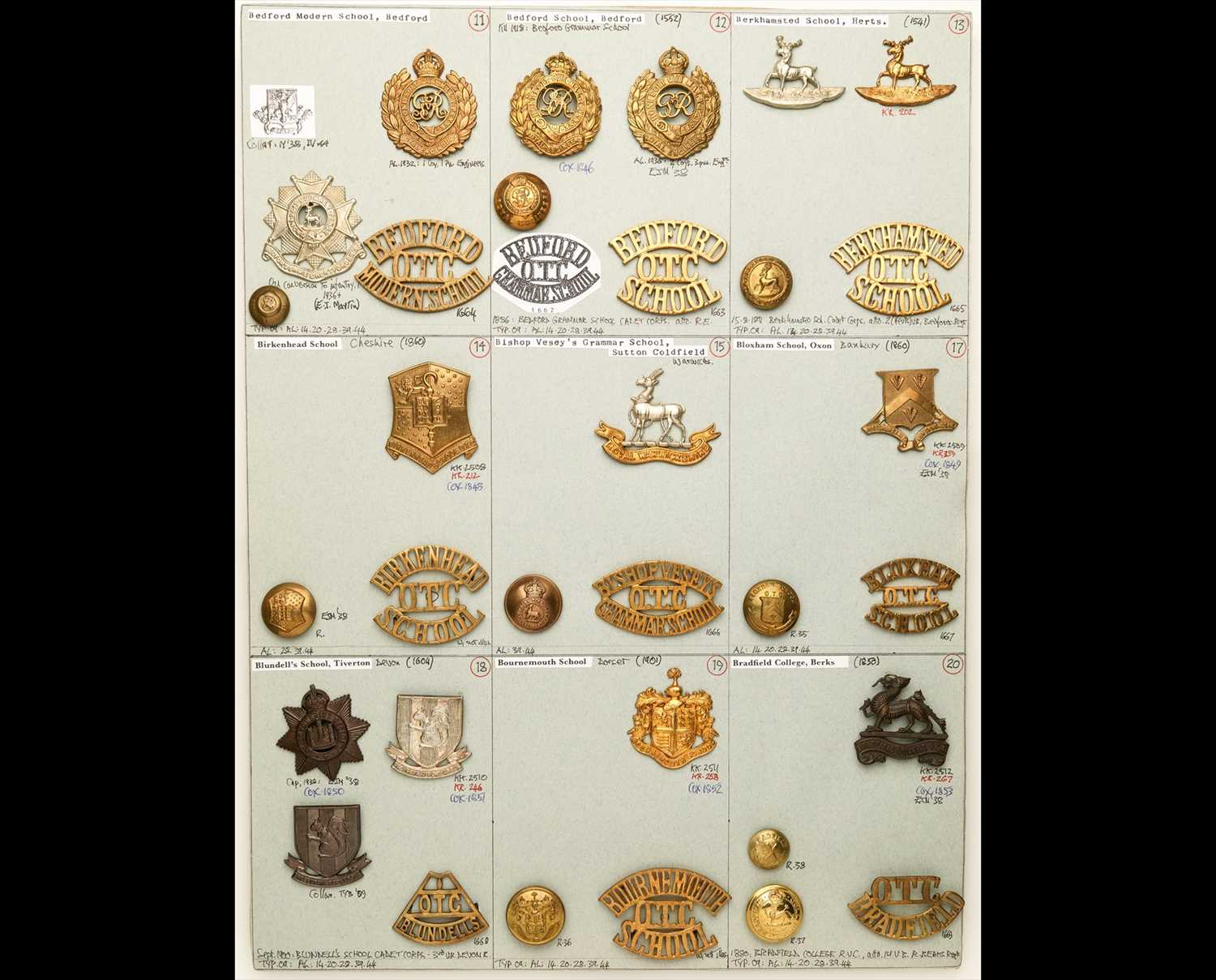 Lot 244 - Officer Training Corps Insignia of nine