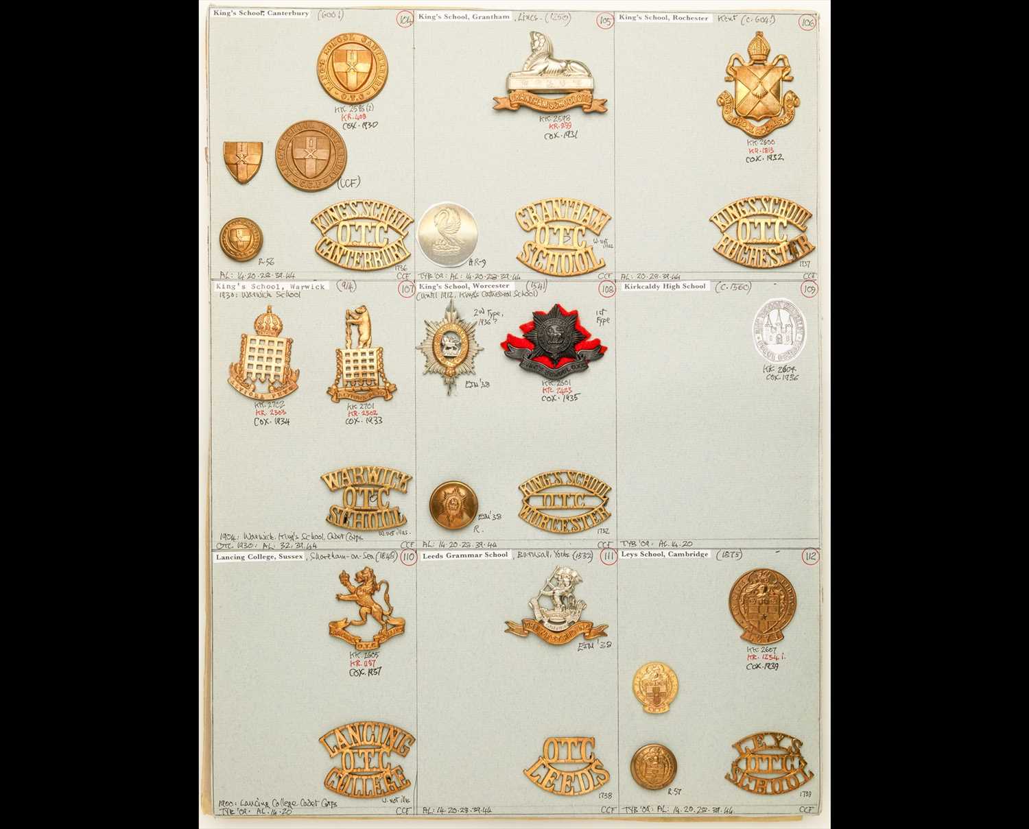 Lot 245 - Officer Training Corps Insignia of eight