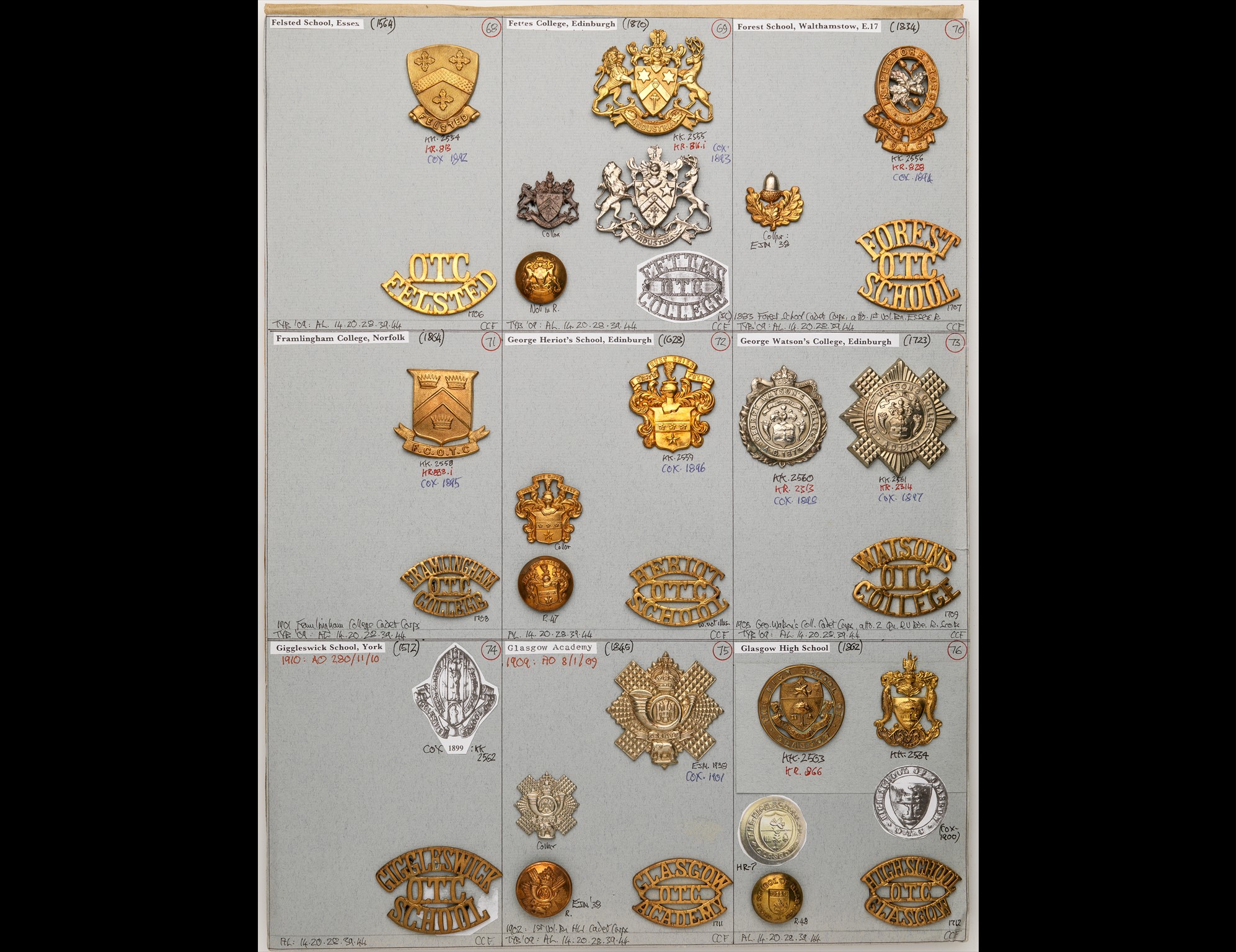 Lot 255 - School OTC Badges