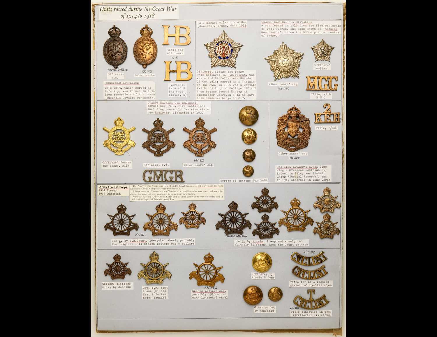 Lot 277 - Badges of Units formed in World War I