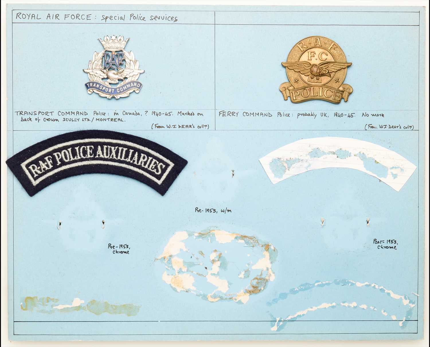 Lot 421 - Royal Air Force Police badges.