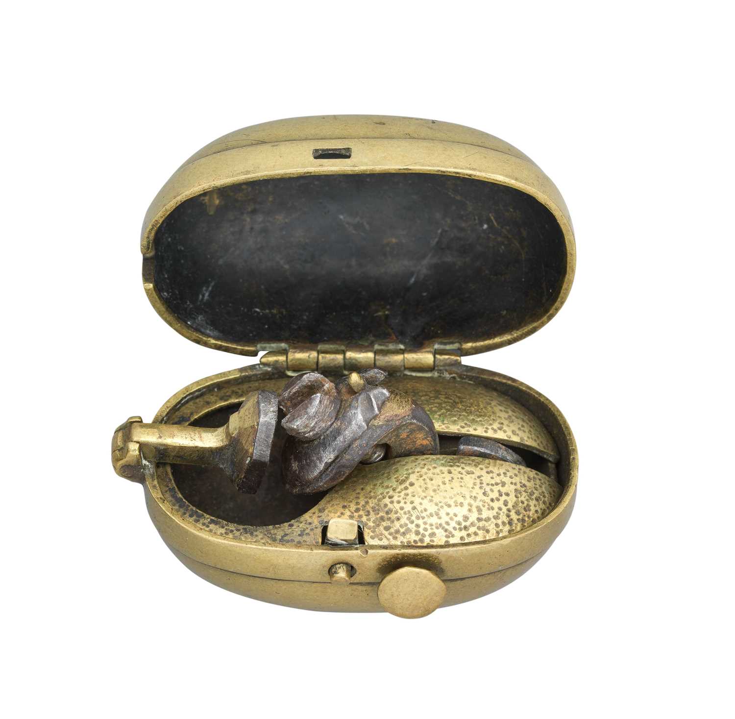 Lot 43 - A JAPANESE SMALL TINDER BOX NETSUKE (HIUCHI)
