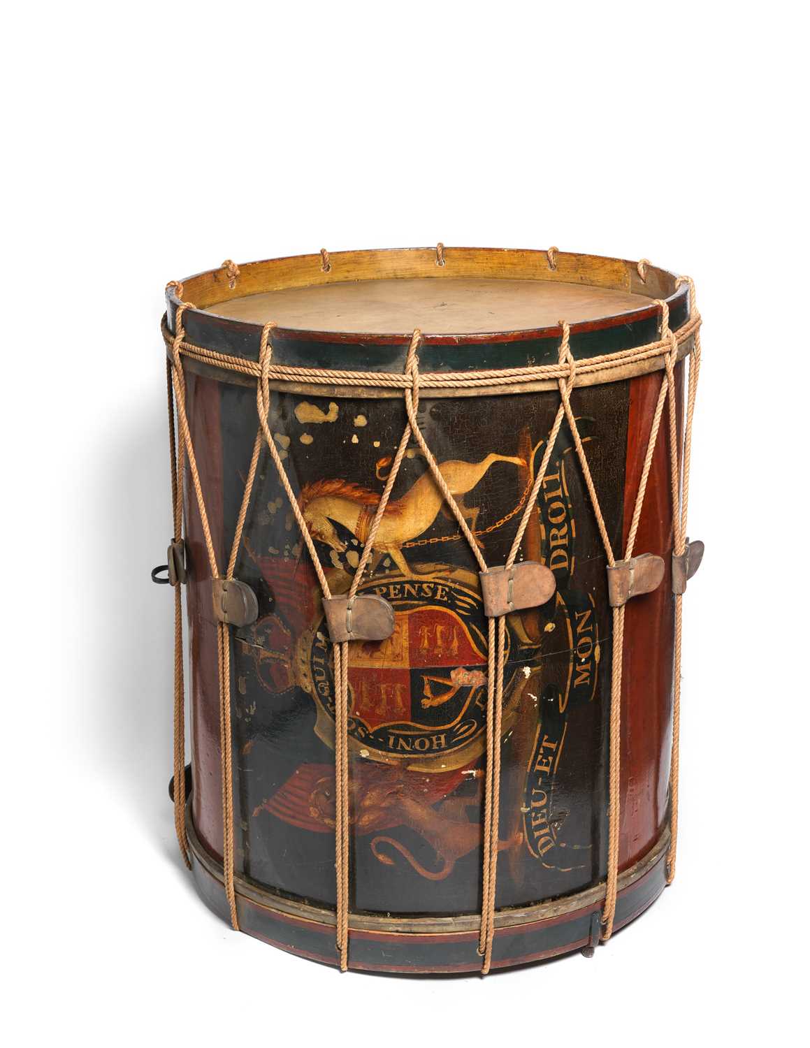 Lot 191 - A VICTORIAN MILITARY BASS DRUM